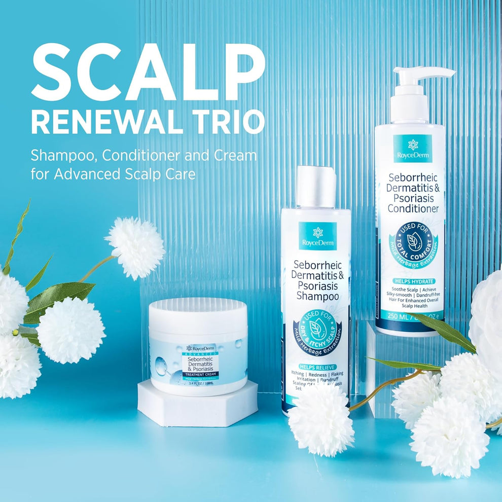 Seborrheic Dermatitis & Psoriasis Cream, Shampoo and Conditioner Set